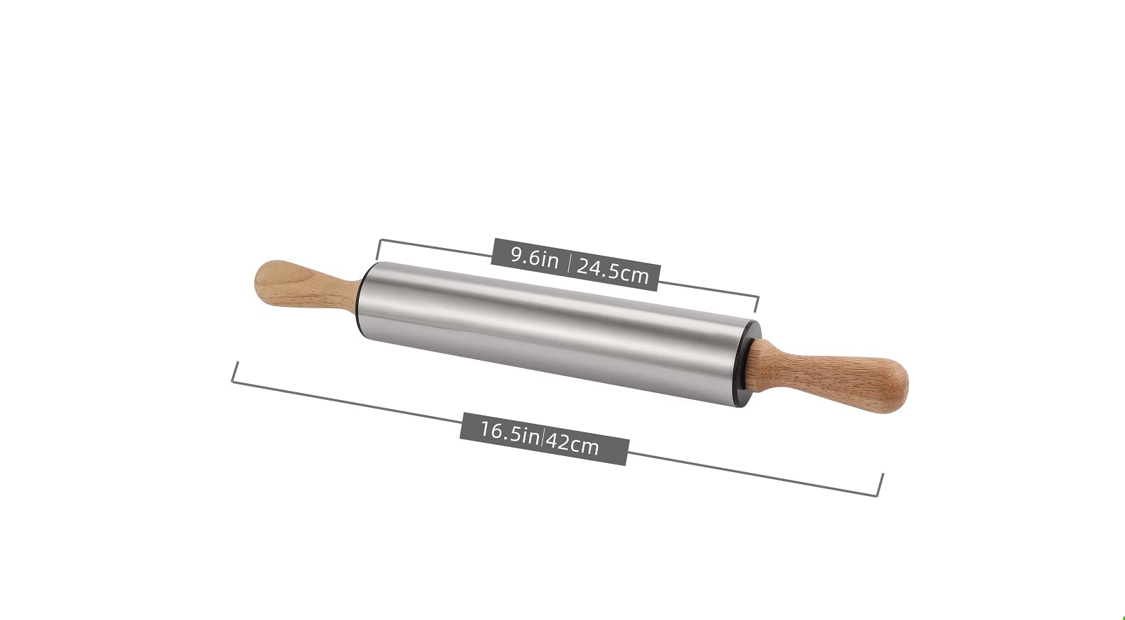 Rolling Pin with Wooden handle,9.6inch Stainless Steel Roller, rolling pins for baking,Which can be used to make Pizza, Pie Crust, Cookies, Pastry,sugar,Pasta and other dough.By Amber&Sean