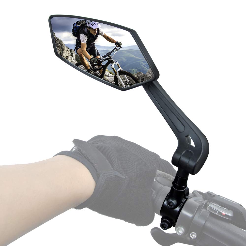 RBRL New bike mirror Blast-resistant Adjustable Bike Rearview Mirror with Large Lens,MTB Bicycle Mirrors for Handlebars (Left side)