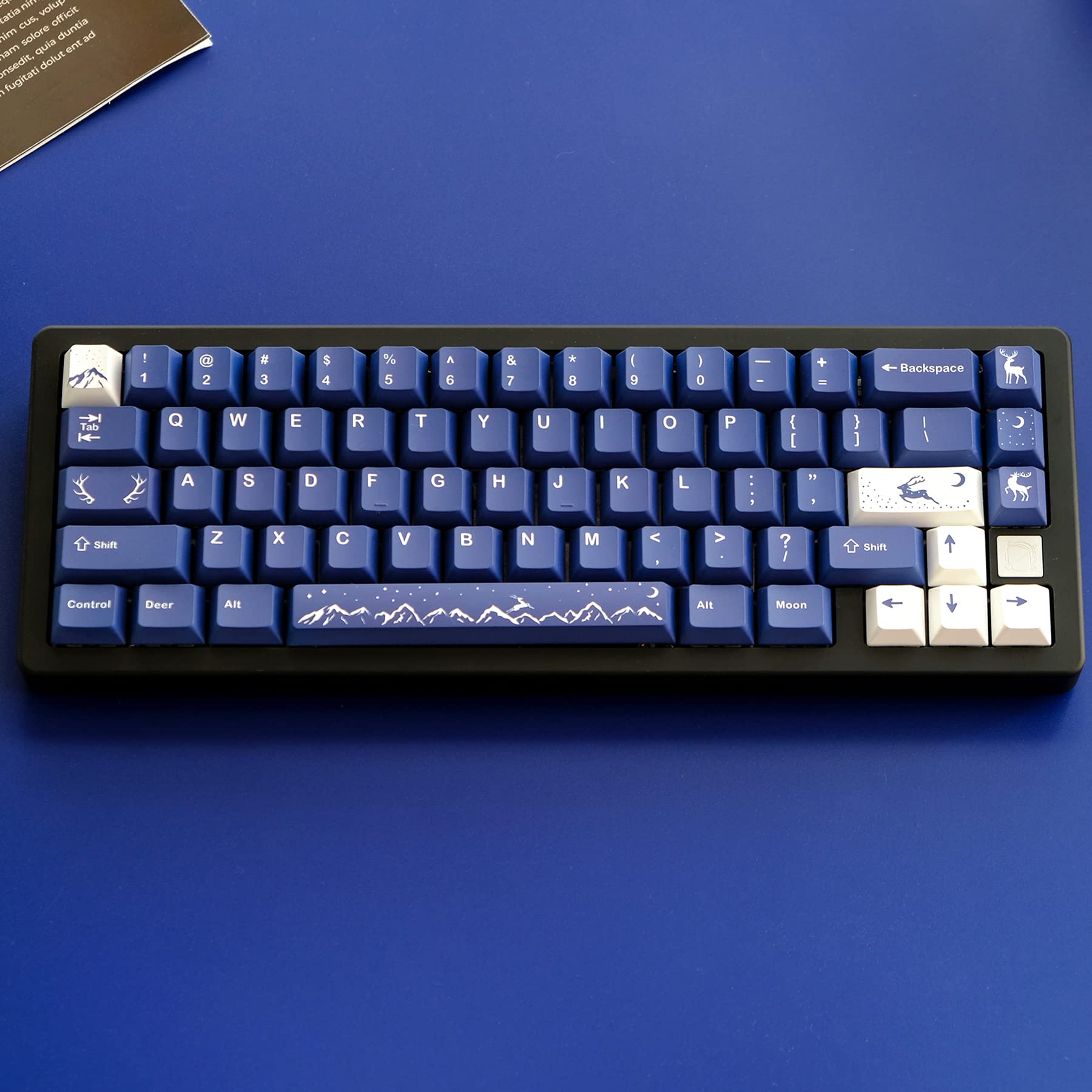 UniCusMech 137 Keys Cherry Profile PBT Dye Sublimation keycap Set for 61/84/104/108 Keys US ANSI Layout Mechanical Gaming Keyboard for Gateron Kailh Cherry MX Switches(Moon Stag)