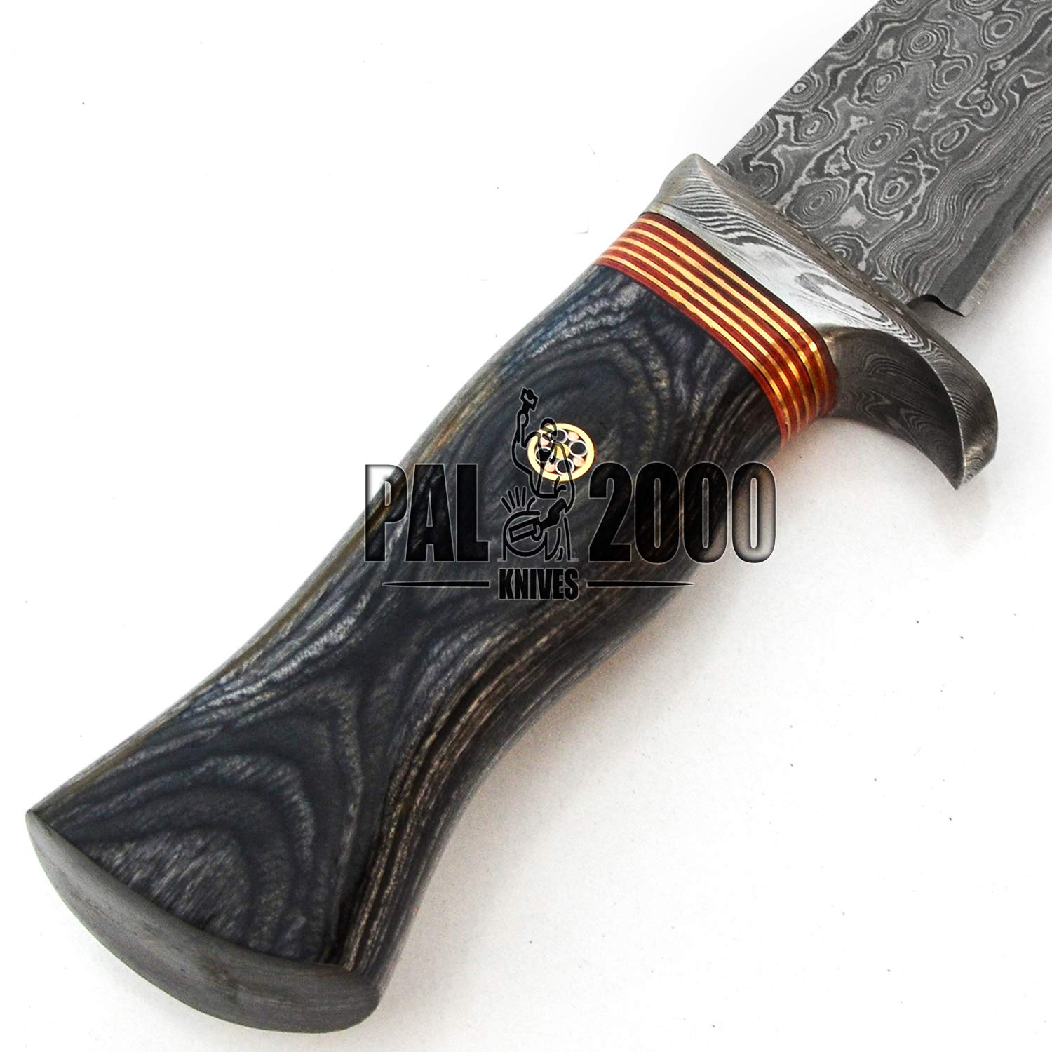 PAL 2000 KNIVES DAM-9812 Handmade Damascus Steel Fixed Blade Hunting Knife Rose wood Handle with Sheath