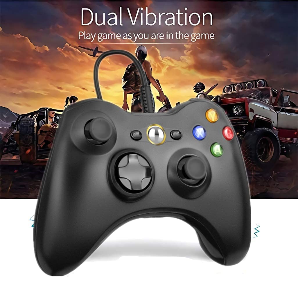 Rzzhgzq 2PACK Wired PC Game Controller,Joystick Gamepad Controller for PC Game Controller Compatible With Windows 10/8/7 PC, Laptop, TV Box, Android Mobile Phones (Black+White)