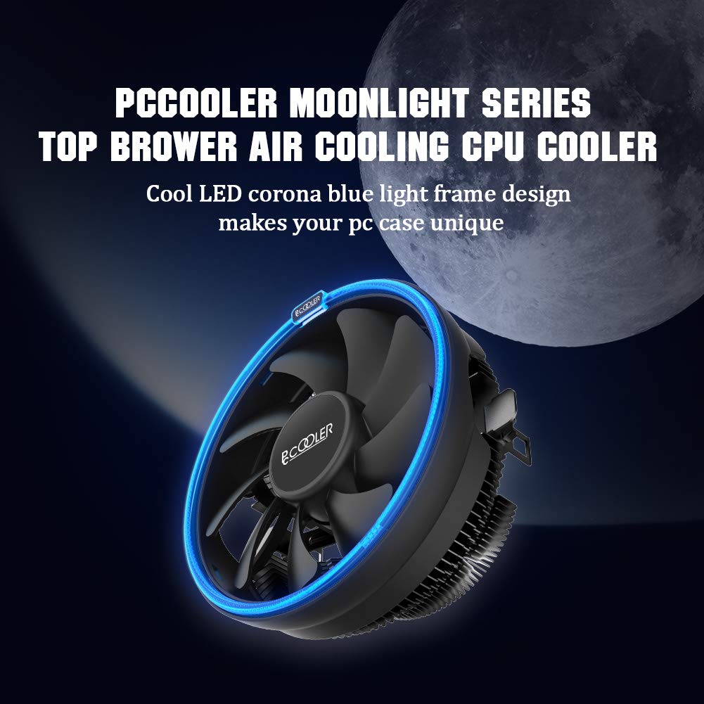 PCCOOLER E126M B Low-Profile CPU Cooler with Quiet PWM Fan All-Round Cooling for Computer Case Corona LED Blue Frame