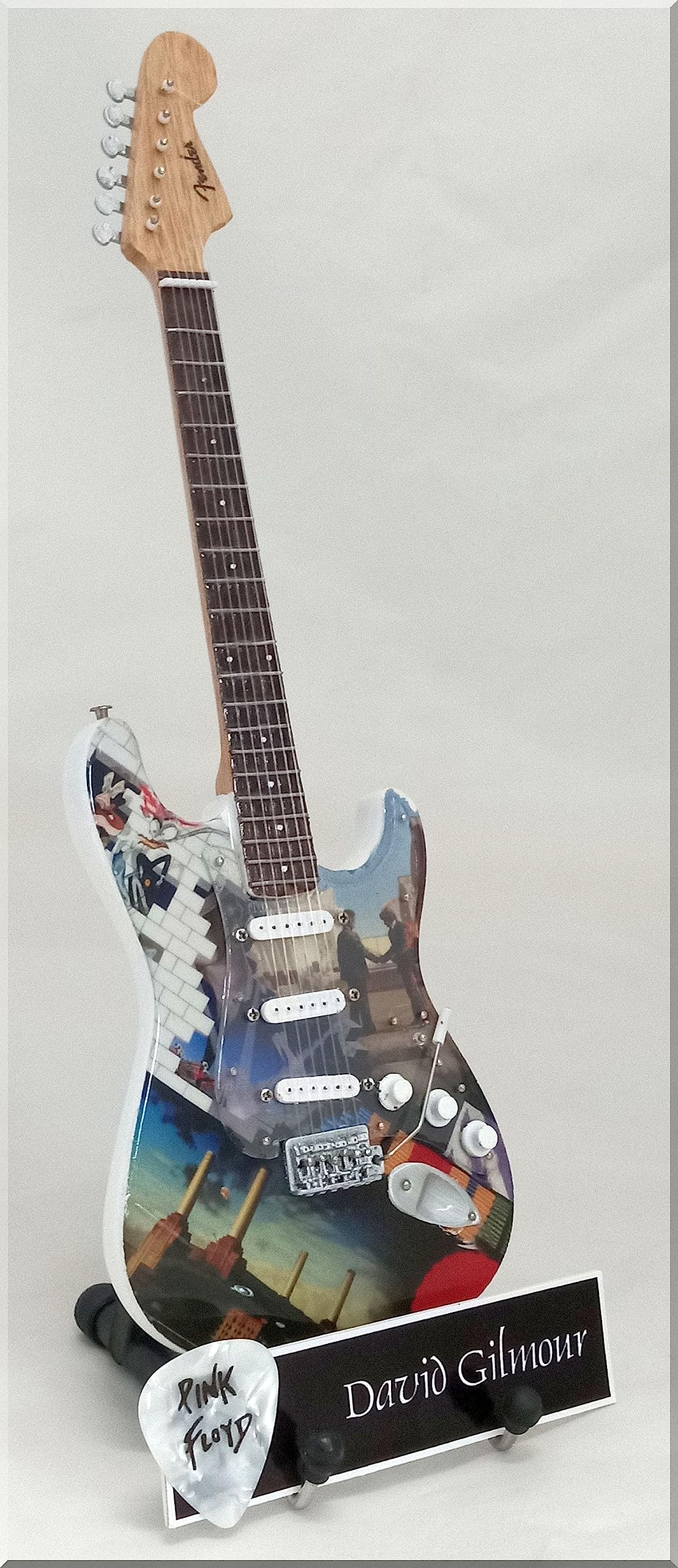 Miniature Guitar Pink Floyd The Wall w/Guitar Pick