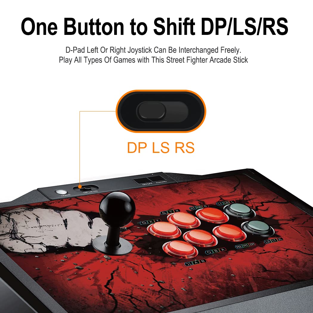 PXN X9 Fighting Joystick - DIY Sawan Arcade Joystick, Arcade Fight Stick with Turbo & Macro and DP/LS/RS Functions, Compatible Android, TV, PC, PS3, PS4, Switch