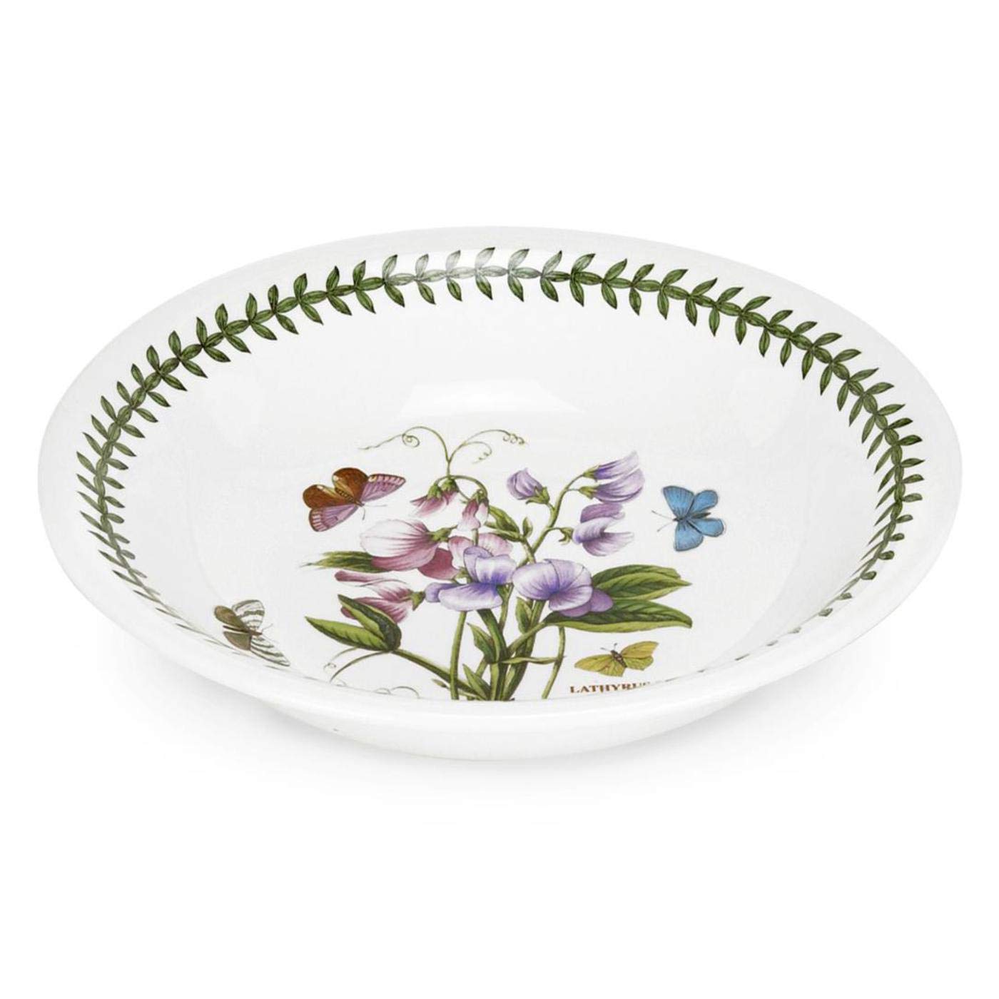 Portmeirion Botanic Garden Low Serving Bowl | 10.5 Inch Pasta Bowl with Assorted Motifs | Made in England from Fine Earthenware | Microwave and Dishwasher Safe