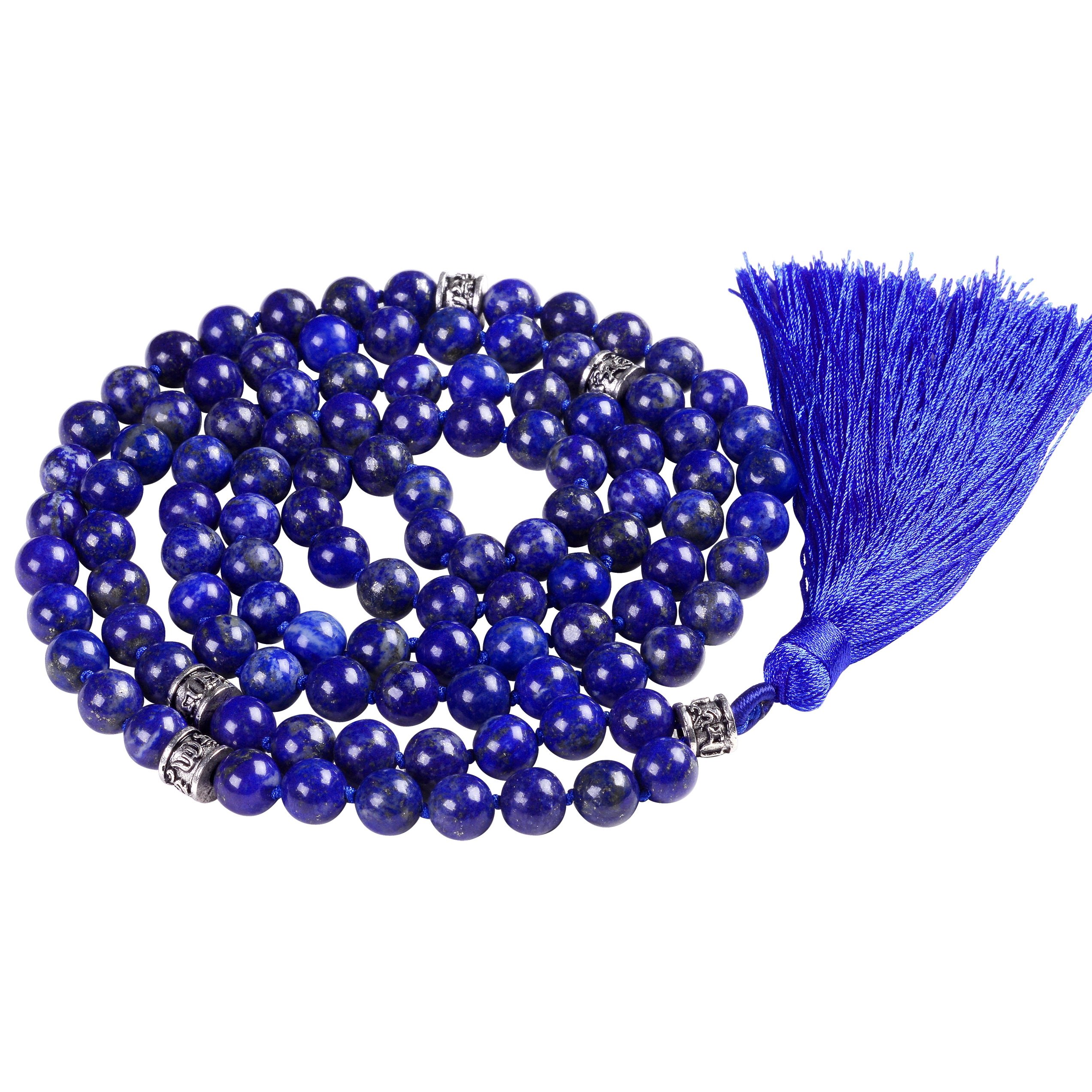 malahill mala Beads Necklace for Women Man, mala Bracelet, Prayer Beads Necklace, Lapis Lazuli Tassel Necklace