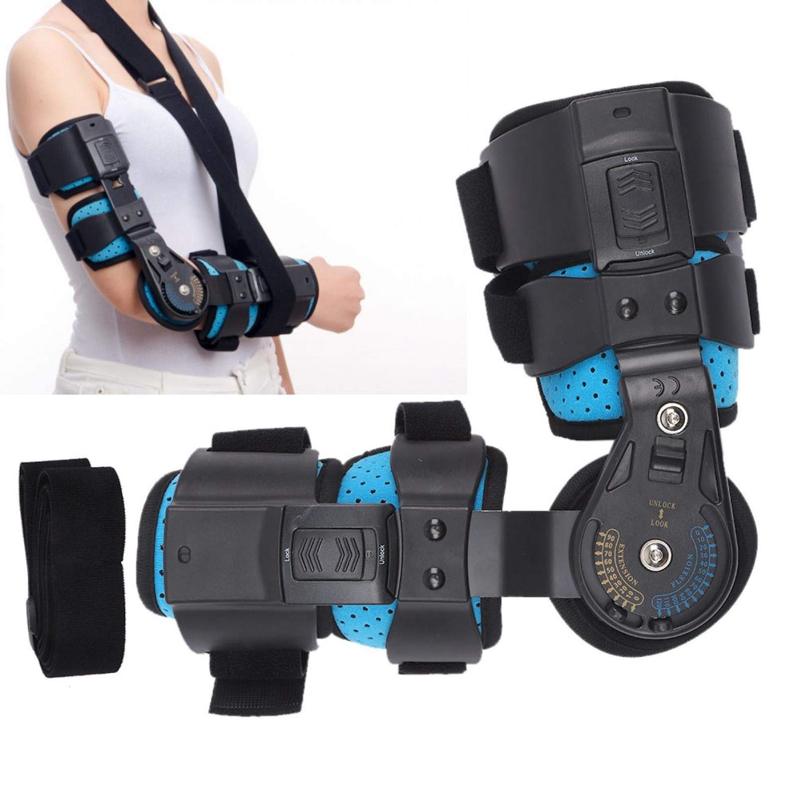 ROM Elbow Brace, Elbow Brace Stabilizer Splint Arm Injury Recovery Support After Surgery, Adjustable Post Op Arm Support Arm Extension Protector orthosis Tools - Right