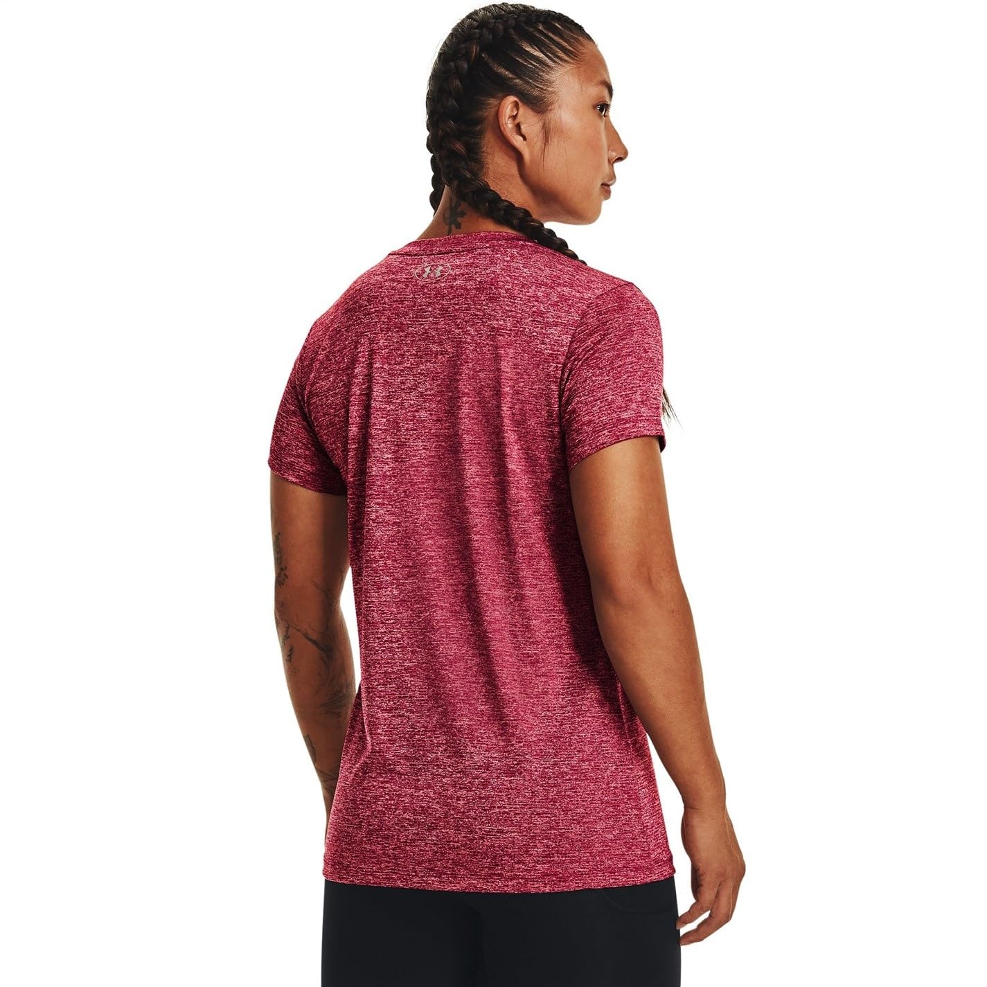 Under Armour Women's Tech Twist T-Shirt,Black Rose (664)/Metallic Silver,X-Small