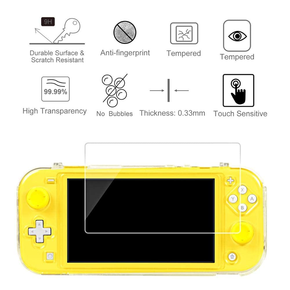 Vaparinckl Portable Protective Carrying Case for Nintendo Switch Lite, Hard Travel Accessories Kit Bundle Handbag with Card Slot, TPU Case Cover, PU Hard Case Cover, Tempered Glass Screen Protector
