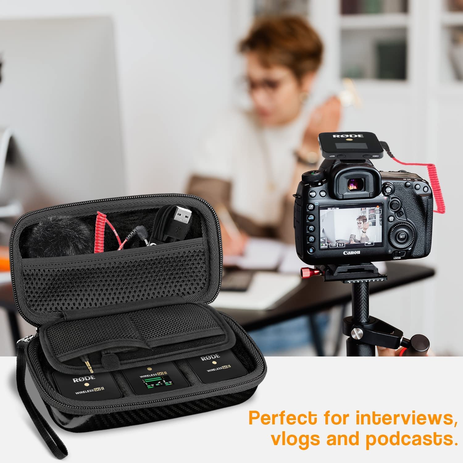 Ravaver Hard Storage Case for Rode Microphones Wireless GO II Dual Channel Wireless Microphone System, Case Only