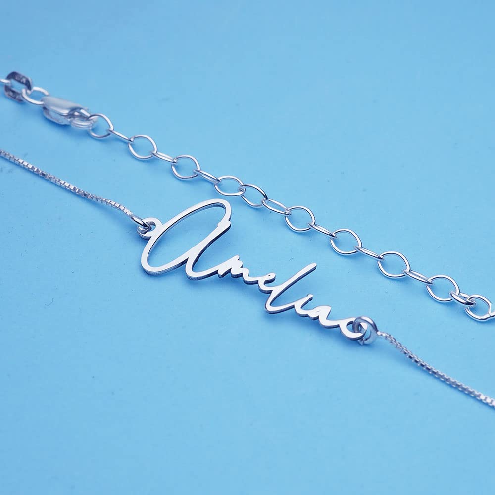 PicturesOnGold Custom Name Anklets for Women in Sterling Silver or 14K Gold Personalized Ankle Bracelet Jewelry With Any Name or Word