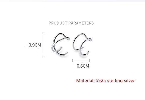 Minimalist 4 PCS S925 Sterling Silver Criss Cross Ear Cuff No Pierce Ear Cuff Sets Double Simple Lines Ear Cuff Fake Cartilage Earring Helix Piercing(4PCS)