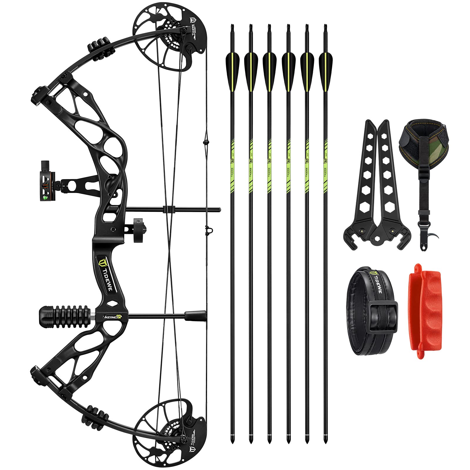 TIDEWE Compound Bow with 315FPS IBO Speed, Adjustable Hunting Bow and Arrow with 0-70 Lbs Draw Weight for Adults, 18"-31" Draw Length Bow for Hunting and Practice (Black)