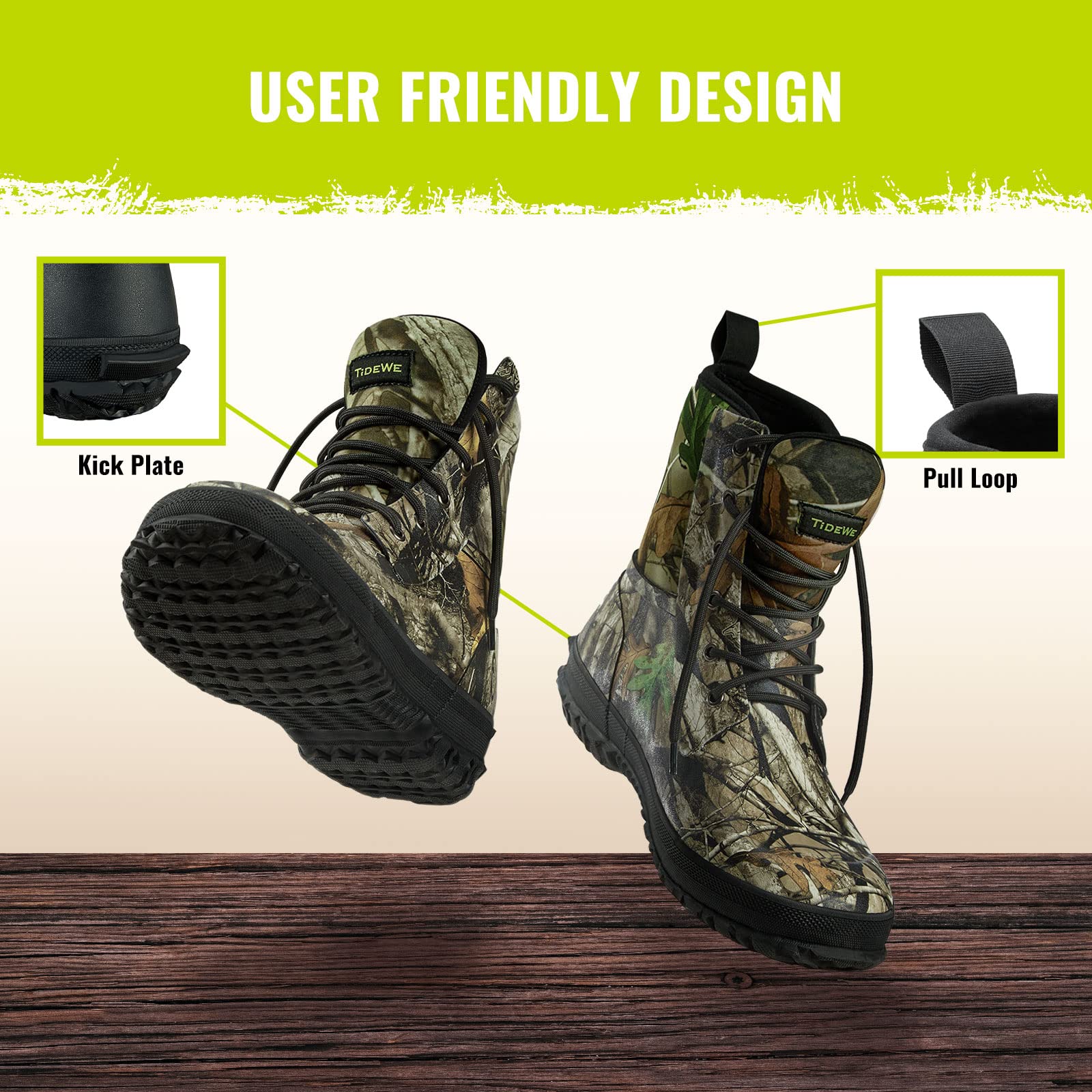 TIDEWE Men's Lace Up boots (Black & Camouflage, Size 5-14)