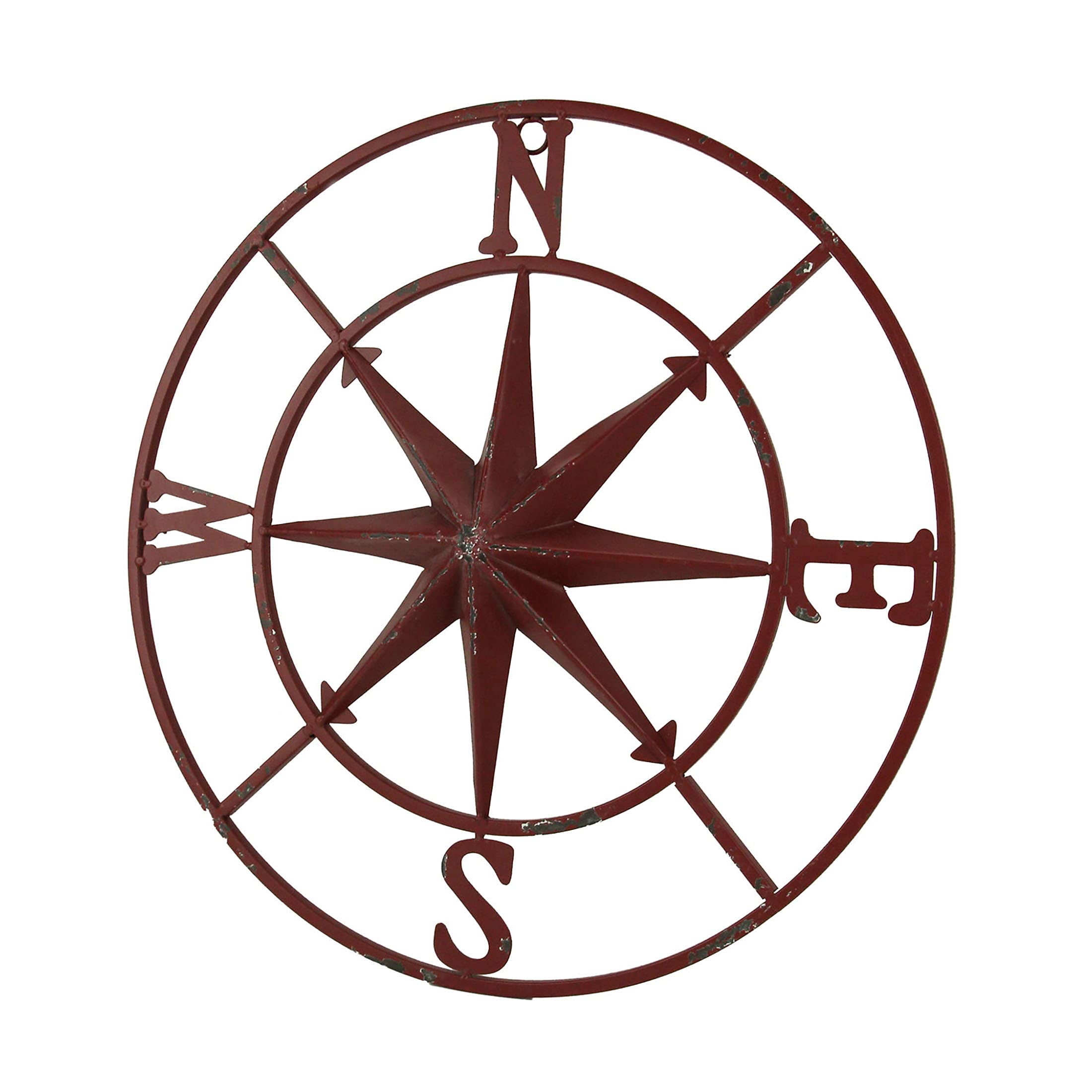 PD Home & Garden Distressed Metal Nautical Compass Rose Indoor/Outdoor Decor Wall Hanging - Black
