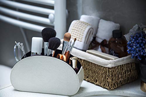 Nobranded Remote Control Holder with 5 Compartments PU Leather - Media Accessory Storage & Makeup brush, Home &Office Supplier Organizer/Housewarming gift (Light Gold)