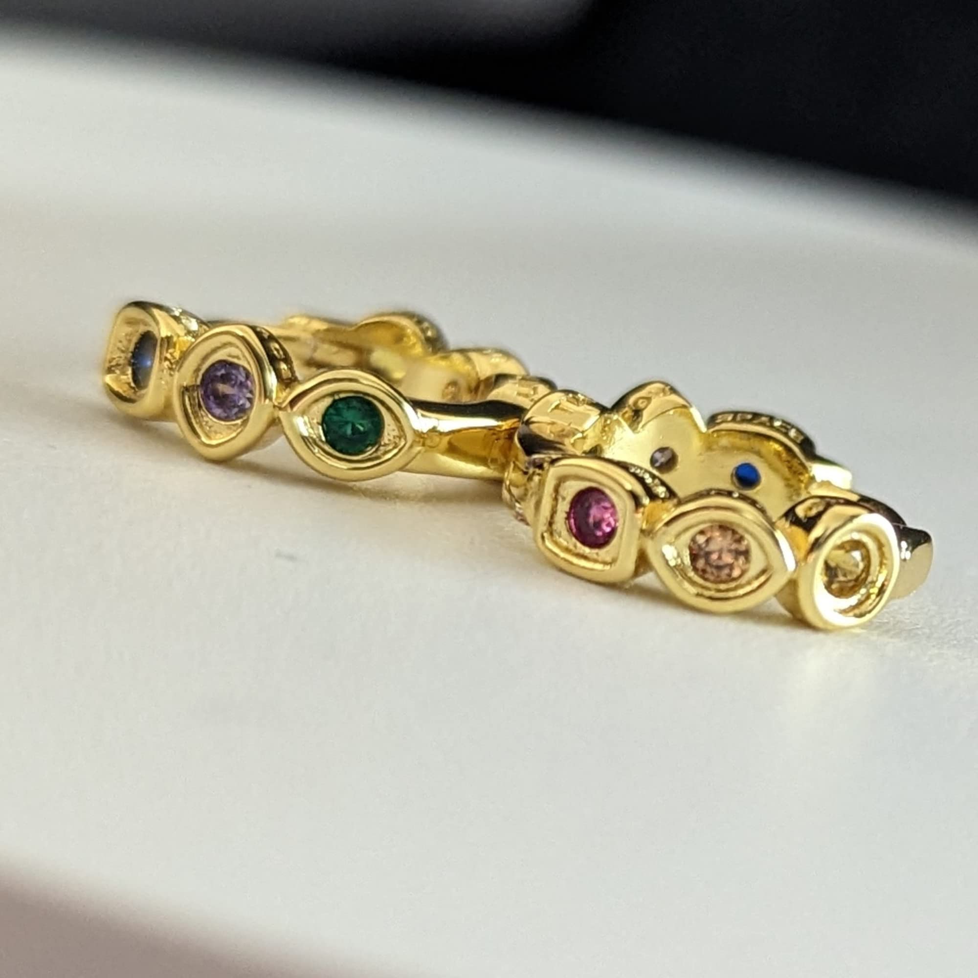 Marvel At Our Infinity Stones Hoop Earrings Gifts For Women and Girls (Gold)