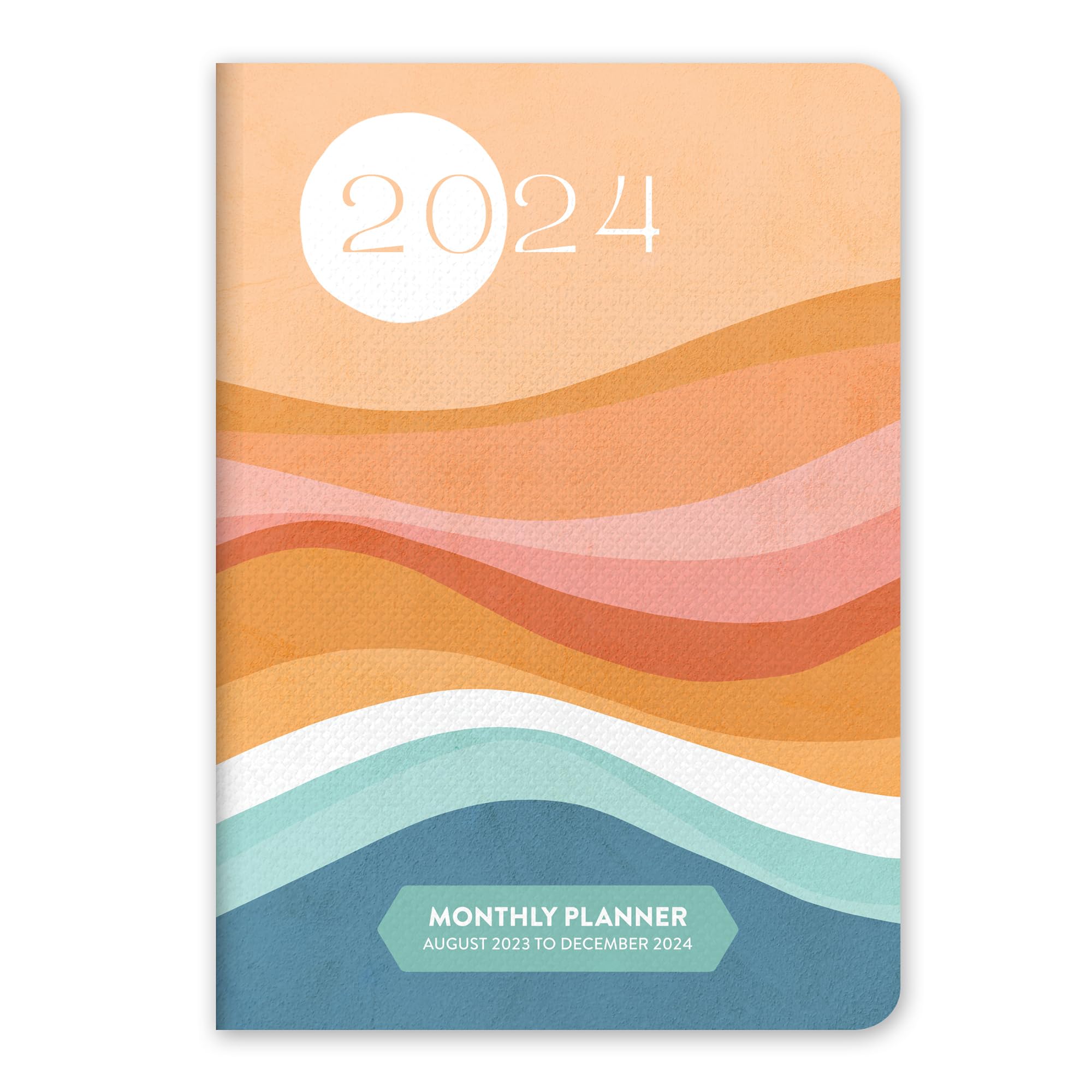 Orange Circle Studio Planner 2024, Weekly & Monthly Calendar, To Do List Notepad, Appointment Book, Budget & Goal Tracker, Small Pocket 17-Month Agenda for School/Work, Rainbow Waves