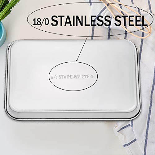 TeamFar Baking Sheet Set of 4, Stainless Steel Baking Pan Tray Cookie Sheet, Non Toxic & Healthy, Rust Free & Easy Clean - Dishwasher Safe