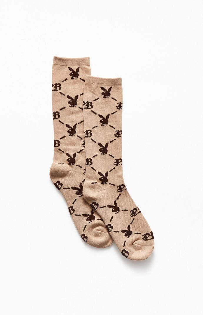 PacSun Playboy Men's Monogram Print Crew Socks - Brown