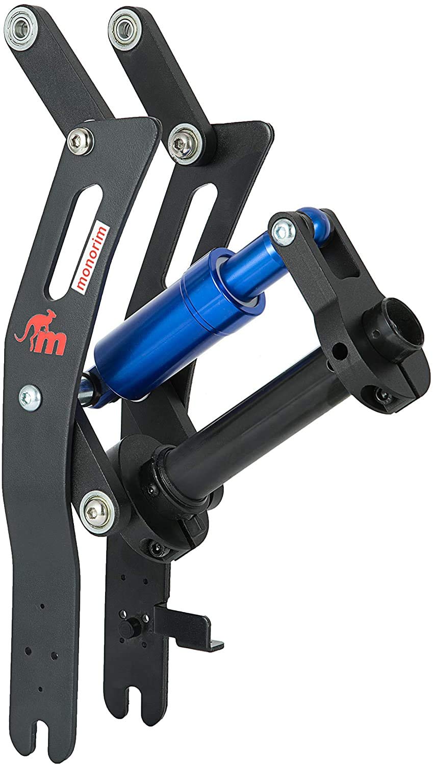 Monorim V4 Front Scooter Suspension Upgrade | Compatible w/Segway Ninebot MAX | Scooter Parts for Safer, Smoother, More Comfortable Ride - Black & Blue
