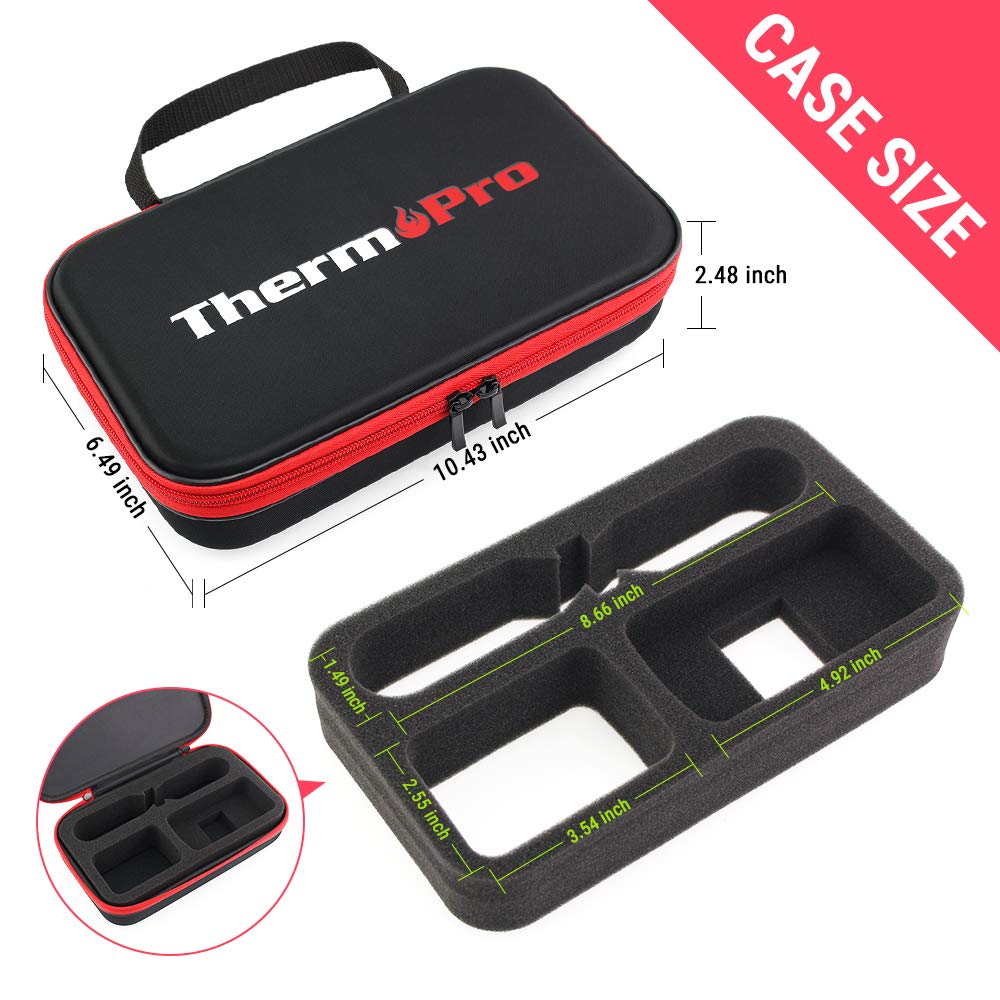 ThermoPro TP99 Hard Carrying Case Storage Bag for TP-20, TP-08S, TP-07 Wireless Remote Digital Cooking Food Meat Thermometer, Shockproof Waterproof Black Travel Protective Case/Box/Organizer