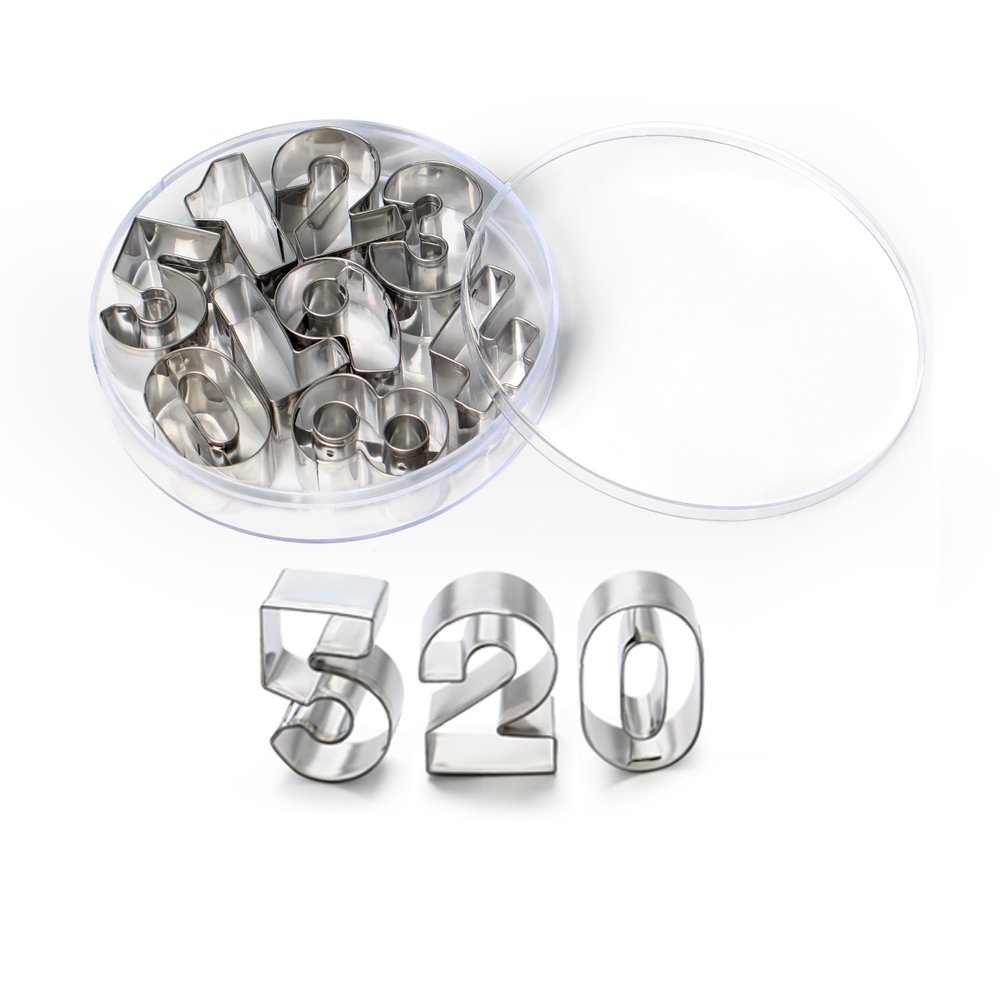 SurgeHai Mini Number Cookie Cutters β1.7" Stainless Steel Cake Decorating Small Number Cutters with Cut-Outs, 9-Piece Set