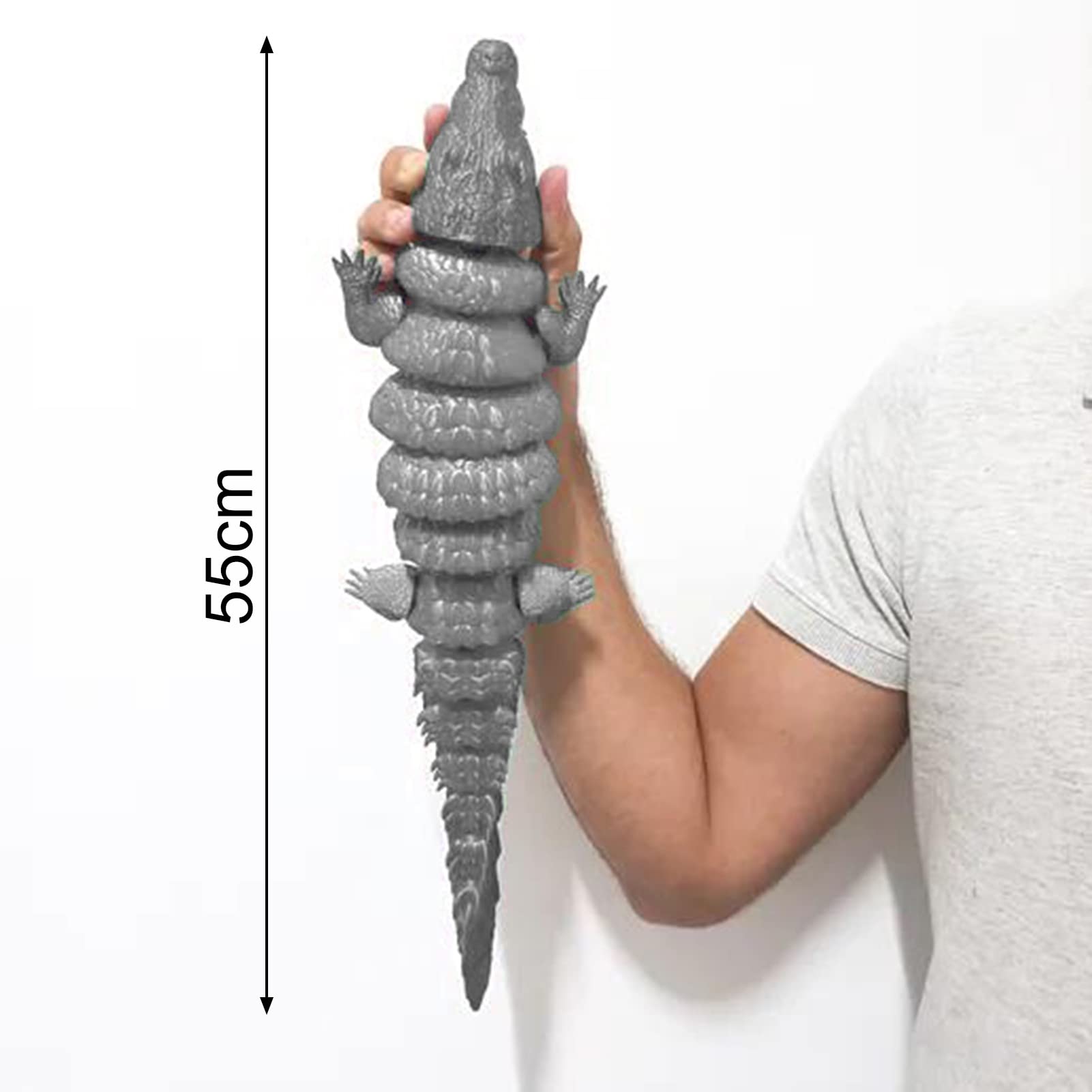 Walbest 3D Printed Articulated Crocodile,Vivid Crocodile Shape Action Figure Decor Realistic Visual Effect PLA Action Figure Model Gift for Boys Black