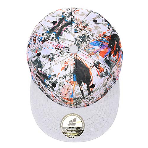 Palm Tree Print Snapback Hats for Men Women - Coconut Coco Flat Bill Brim Trucker Hat Dad Adjustable Baseball Cap Blue