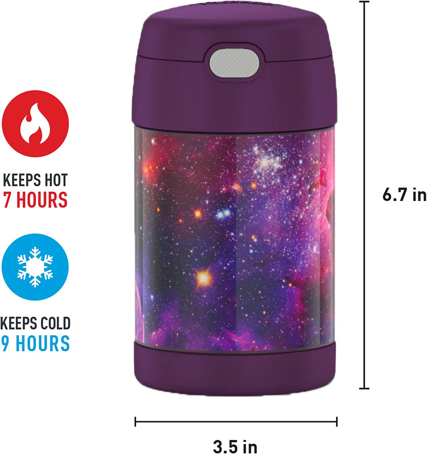 THERMOS 16oz/470ml Stainless Steel Vacuum Insulated Food Jar with Spoon, Galaxy Purple