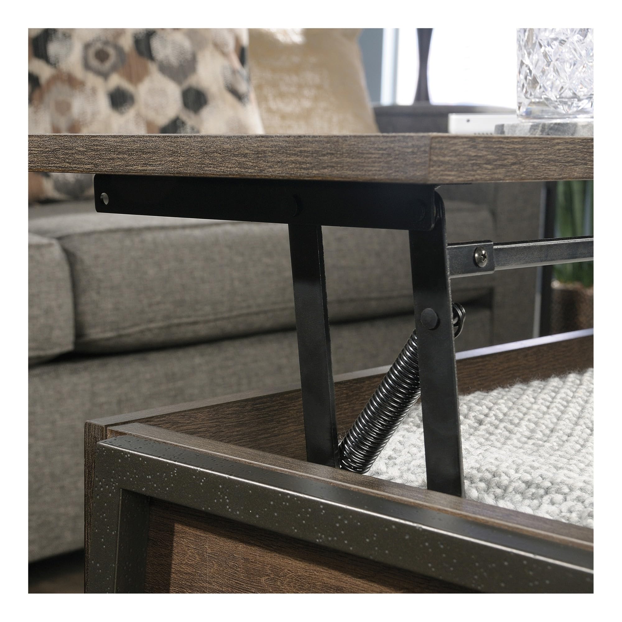 Sauder North Avenue Lift-top Coffee Table, L: 37.01" x W: 17.01" x H: 18.07", Smoked Oak Finish
