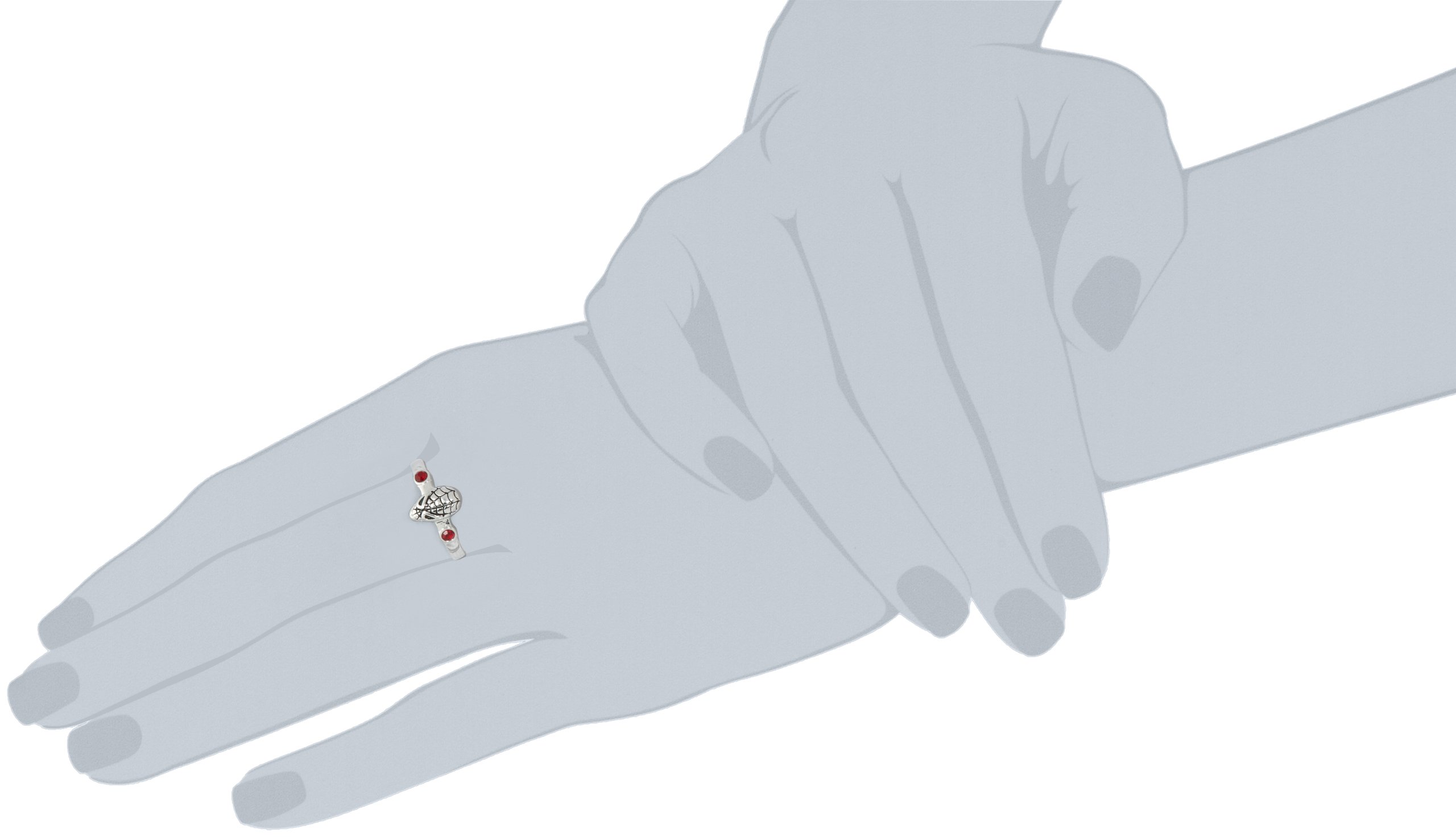 Marvel Comics Spider-Man Face with 2-Red Crystal Bead Ring, Size 7.5