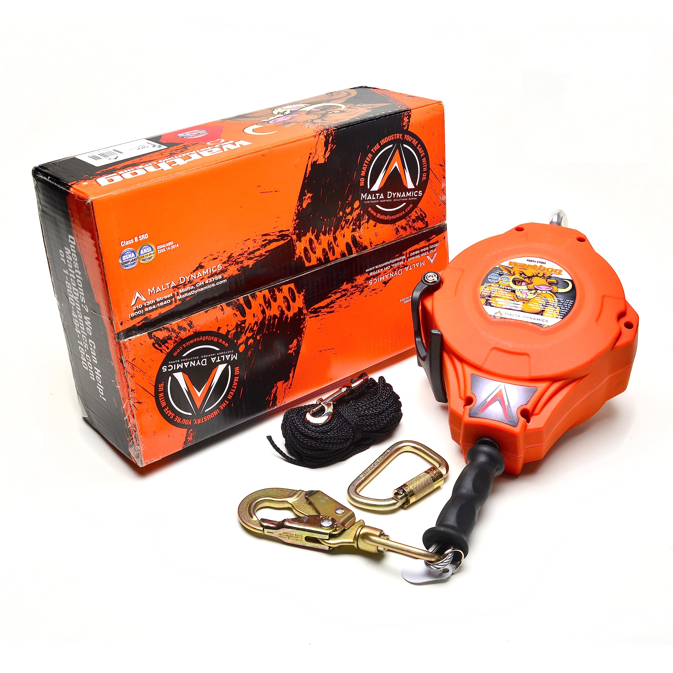 Malta Dynamics 50' Warthog Cable Self-Retracting Lifeline SRL, OSHA/ANSI Compliant