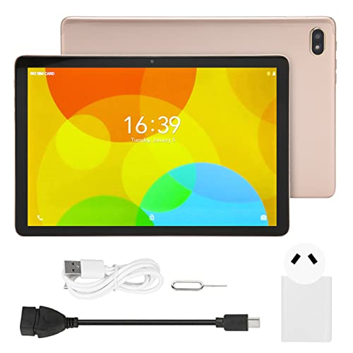 VINGVO 10.1 Inch Tablet, 4G LTE Tablet 2.4G 5G WiFi AU Plug 100-240V 8GB 128GB 5MP Front 13MP Rear 1920x1200 Resolution for Learning for Android 11.0 (Gold)