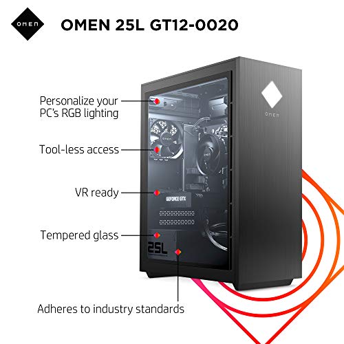 OMEN 25L Gaming Desktop PC, NVIDIA GeForce GTX 1660 Super, 10th Generation Intel Core i5-10400F Processor, HyperX 8 GB RAM, 512 GB SSD, Windows 10 Home (GT12-0020, 2020)