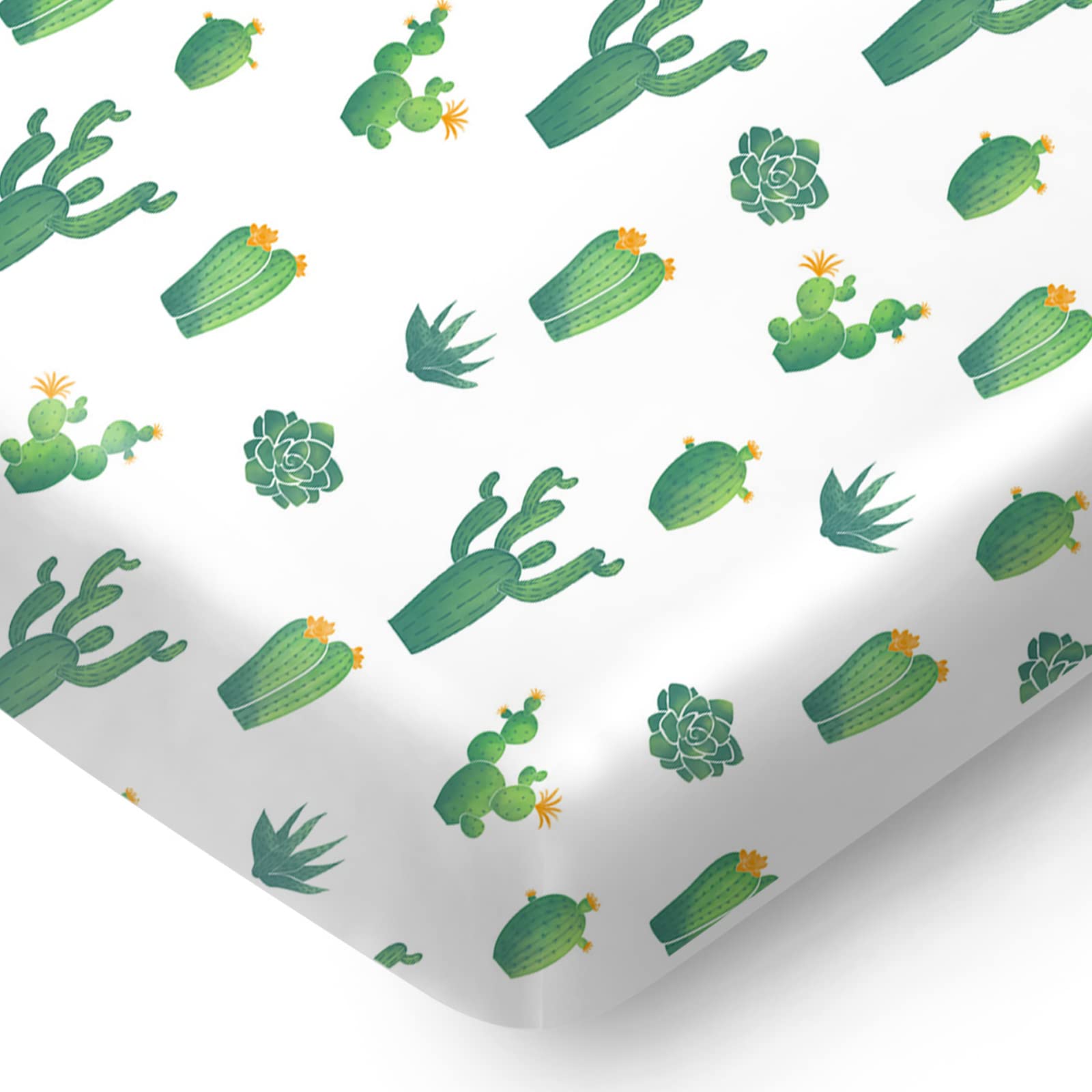 Mini Crib Sheet with Geometric Pattern - 100% Organic Jersey Cotton Pack n Play Fitted Sheet - Pickle & Pumpkin Premium Pack and Play Sheet