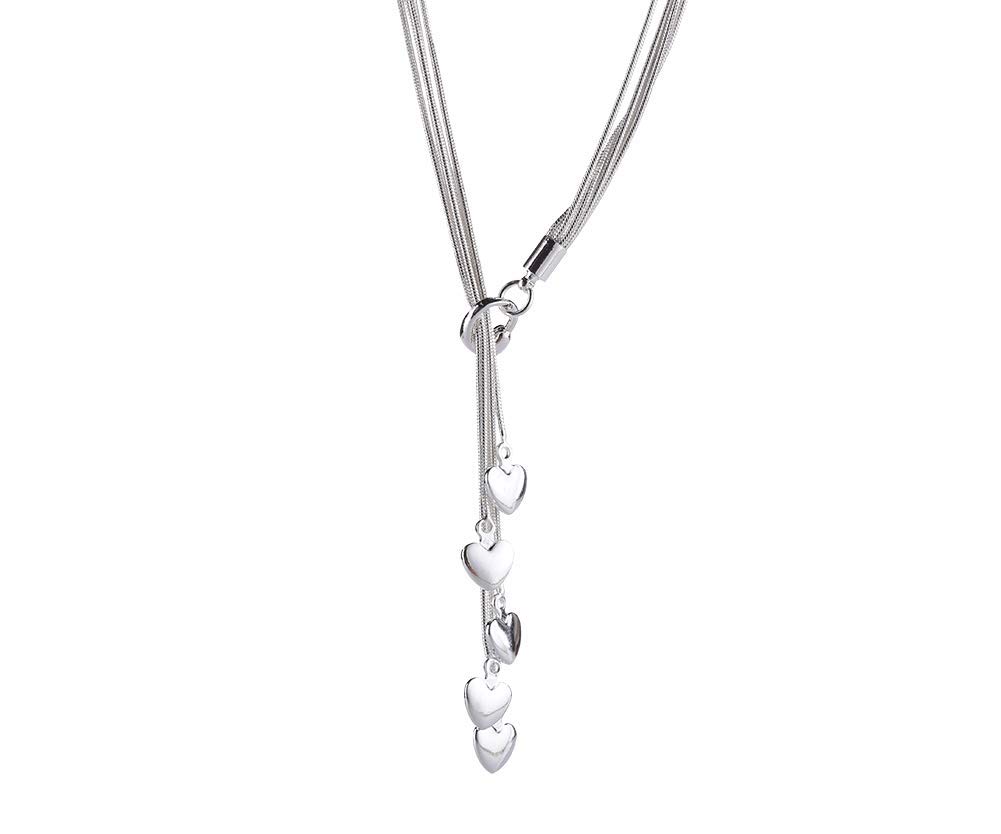 Necklaces for Women, Italian Silver Five-line Chain with Five-Heart Necklace(21.6")