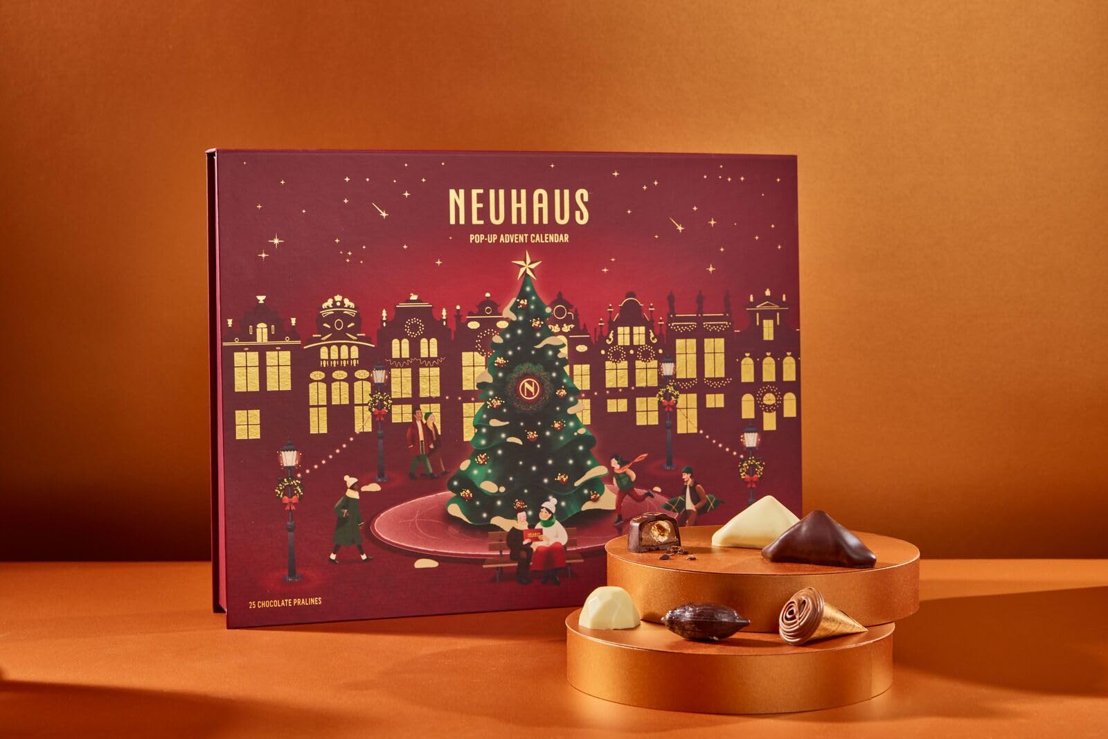Neuhaus Belgian Chocolate 2023 Pop-up Advent Calendar – 25 Pieces Assorted Milk, White & Dark Chocolate Pralines – Christmas Gift - Gourmet Chocolate Gift