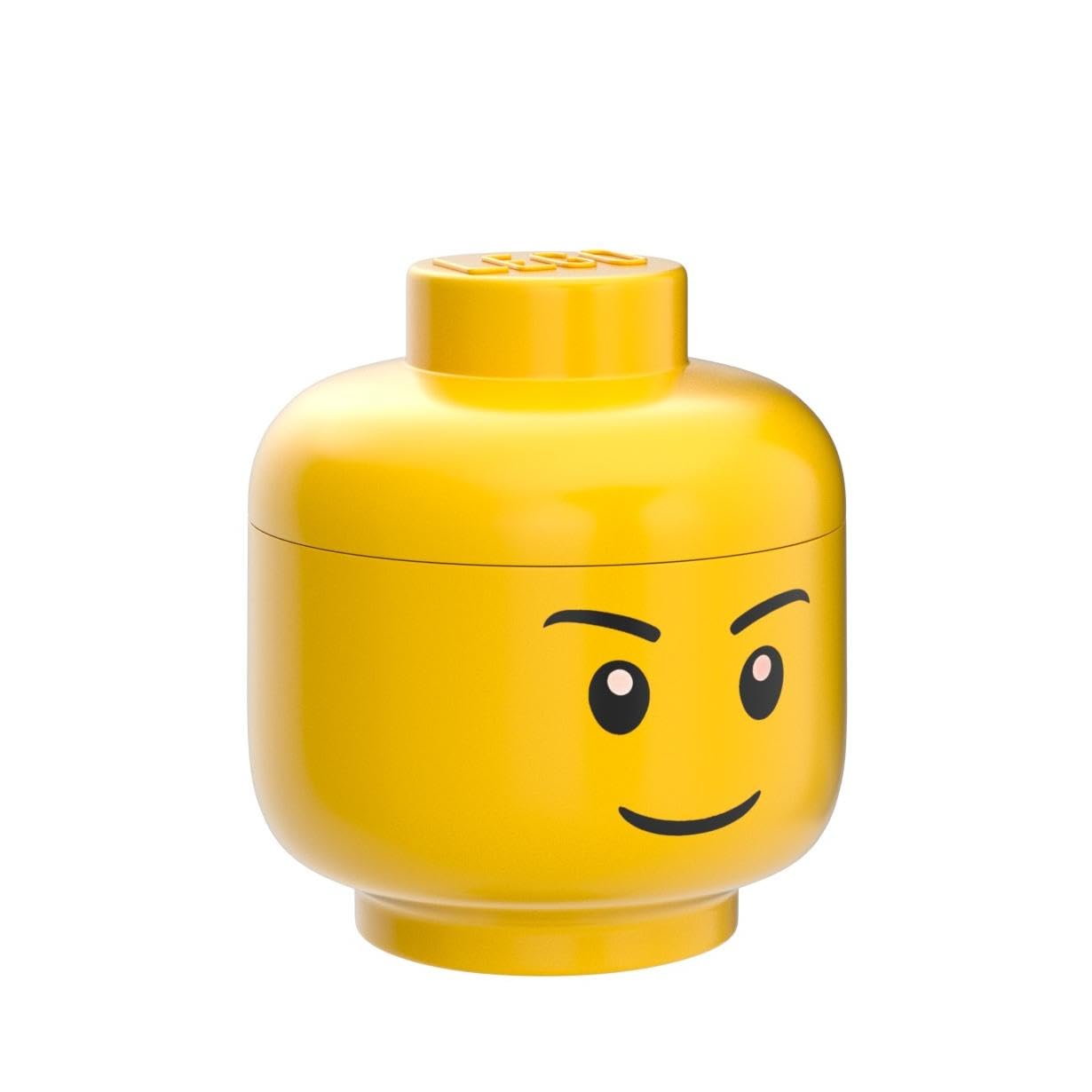 Room Copenhagen Lego Storage Head, Large, Boy, 9-1/2 x 9-1/2 x 10-3/4 Inches, Yellow (4032)