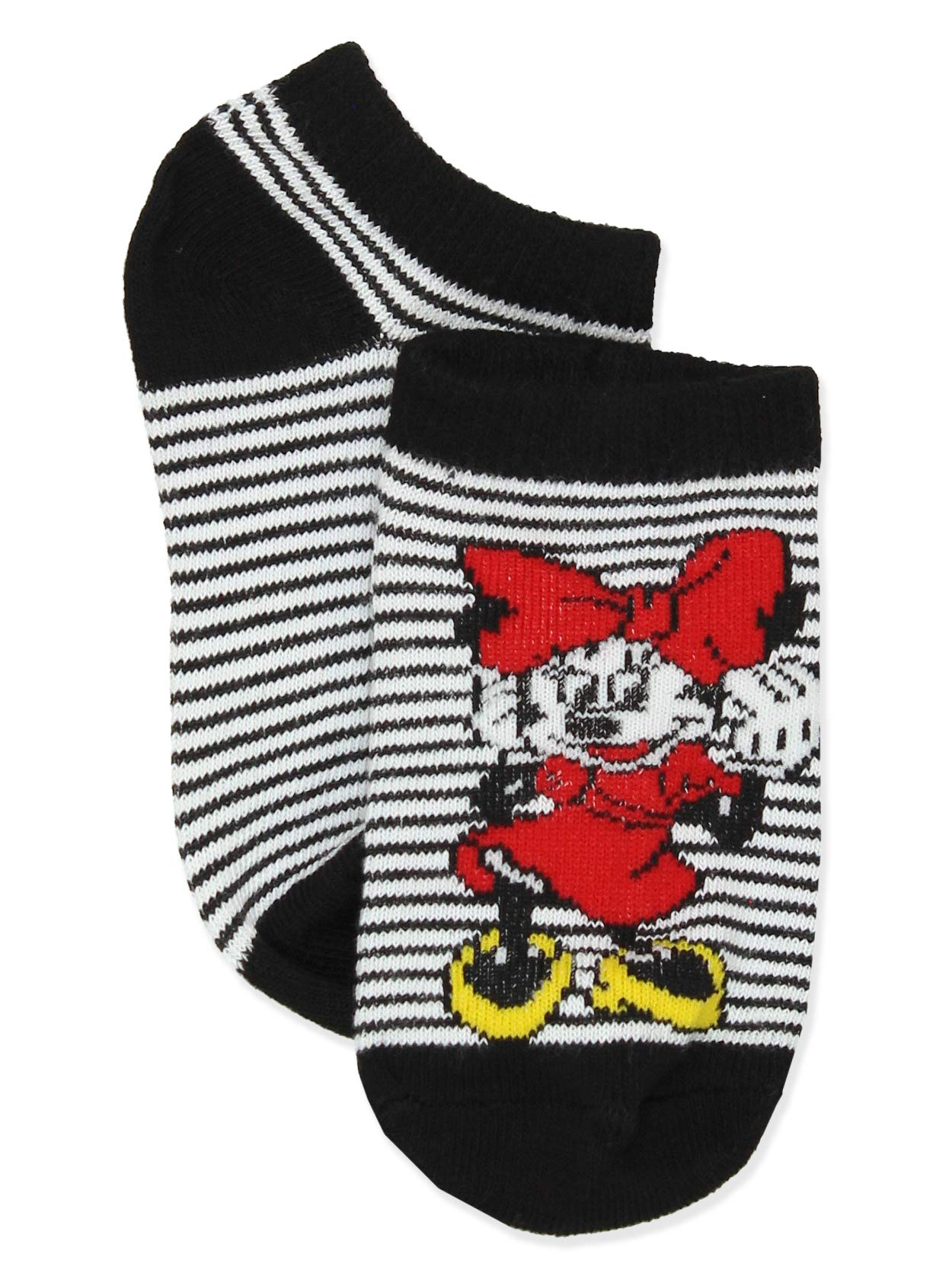 Minnie Mouse Polka Dots and Stripes Girls Toddler 6 pack No Show Socks (Shoe Size: 10-4 (Sock: 6-8), Grey)