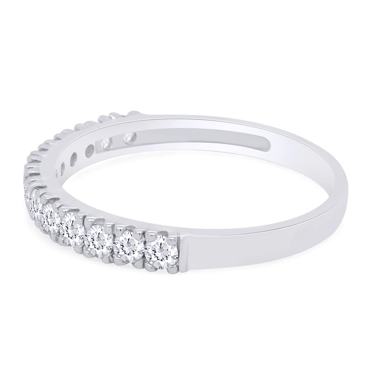 SAVEARTH DIAMONDS 0.4CTTW G-H 2.26MM Width Moissanite Lab Created Diamond Lab Created Diamond Half Eternity Wedding Band Ring In Sterling Silver for Women Ring Size-7