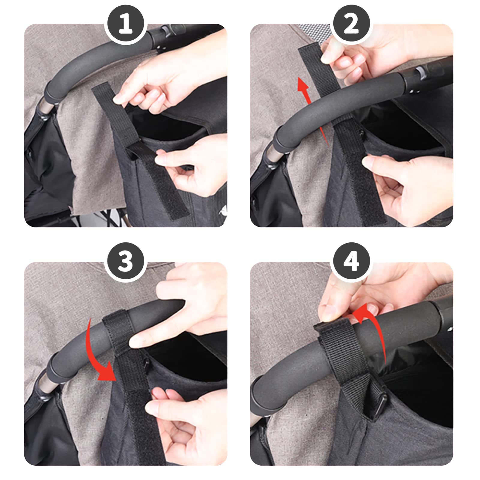 Universal Baby Stroller Organizer with Cup Holder, MOXIV Stroller Storage Caddy Bag with Adjustable Shoulder Strap, Large Capacity for Baby Essentials, Compact Design Fits Most Strollers(Black)