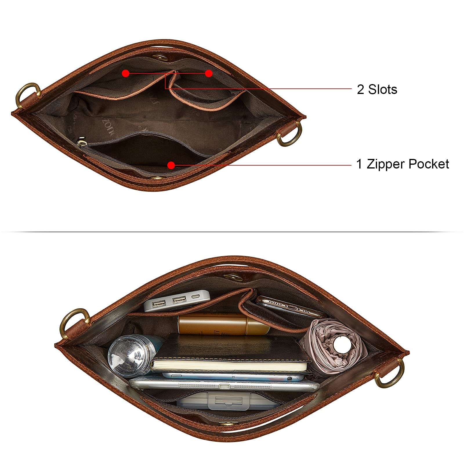 S-ZONE Women Vintage Genuine Leather Backpack Purse with Clutch Bag