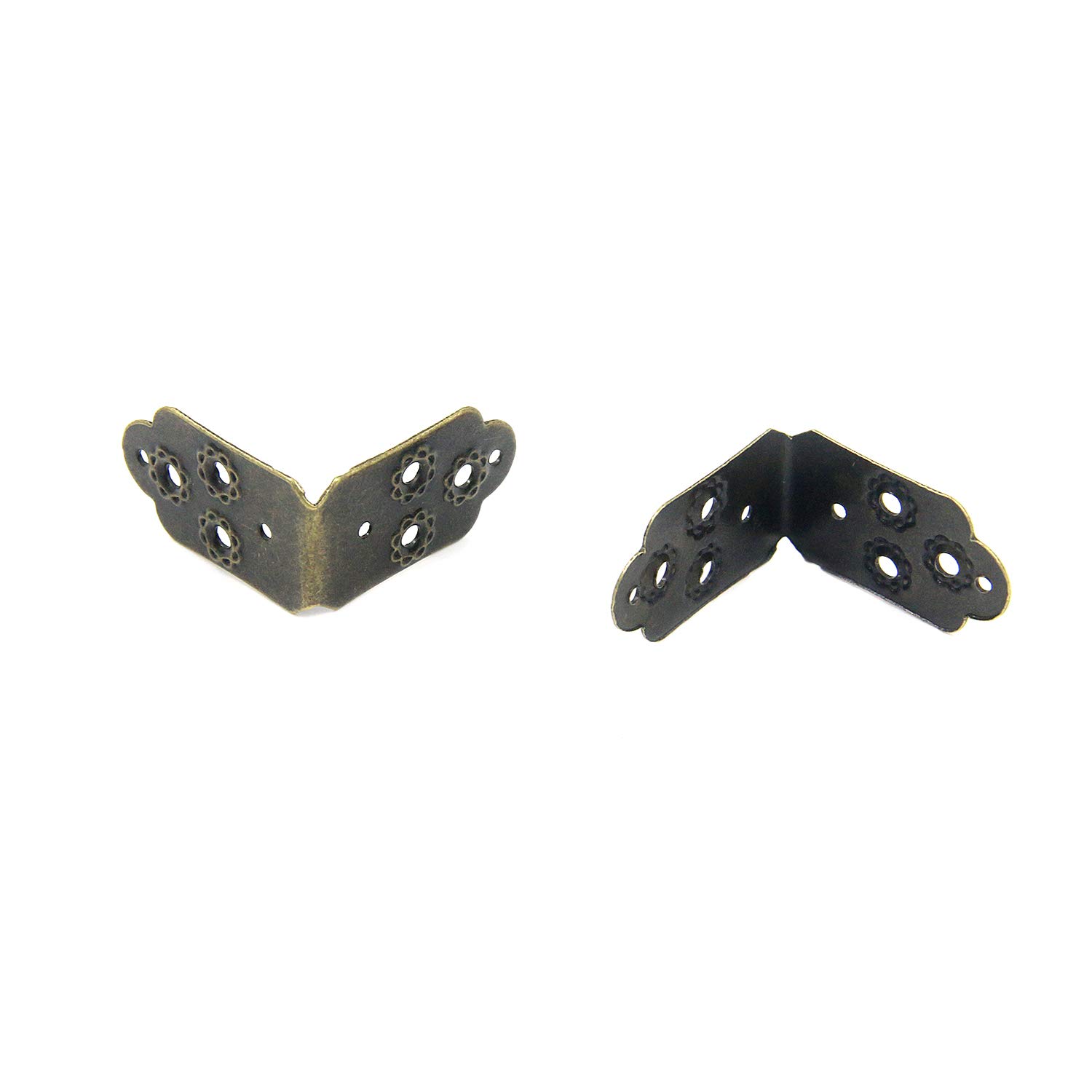 MY MIRONEY 1.06" x 0.63" Corner Protector Box Corner Guards Protectors L Shaped Decorative Box Corner Bracket Antique Bronze Desk Edge Guards Pack of 20