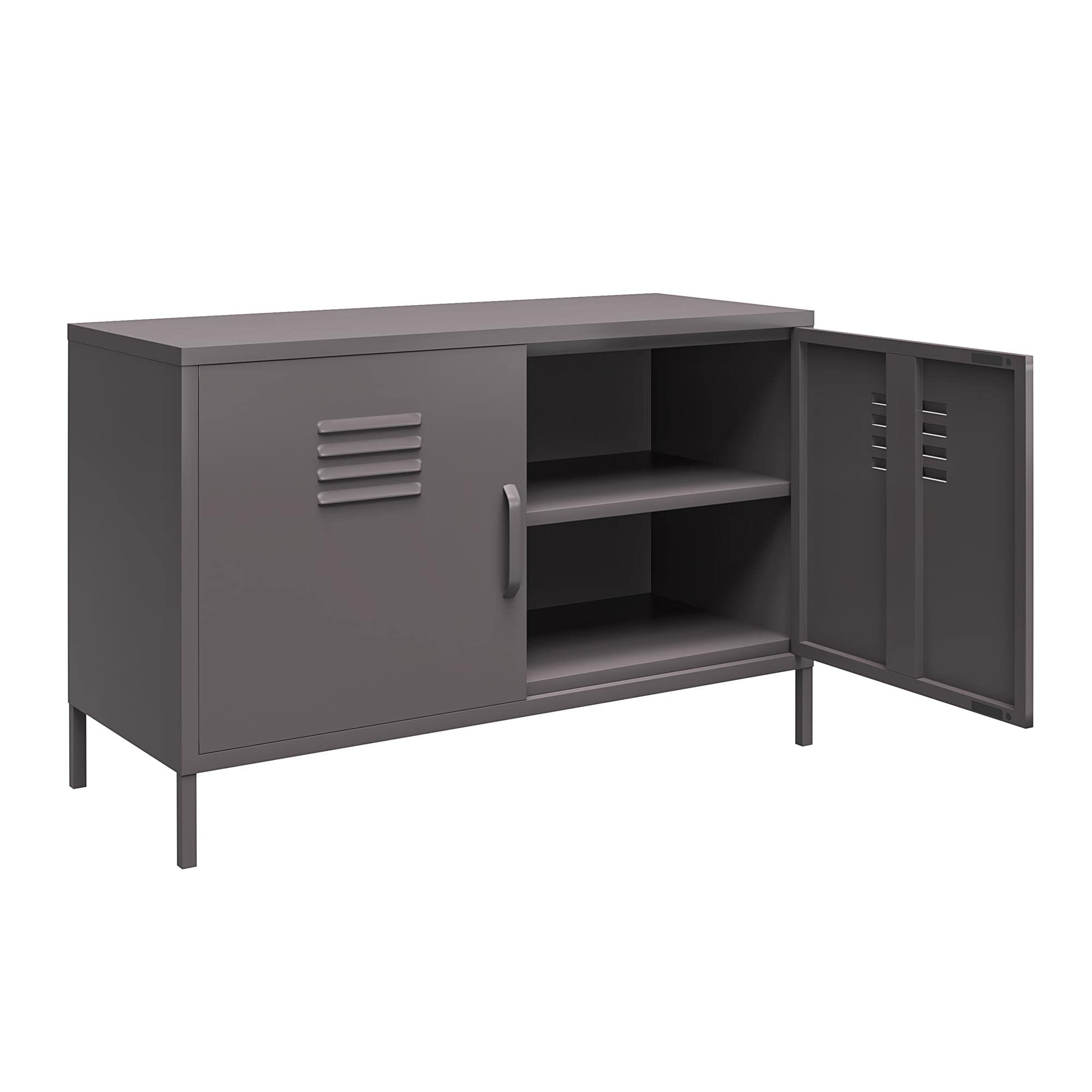REALROOMS Bentley 2 Door Metal Locker Accent Cabinet, Graphite Gray
