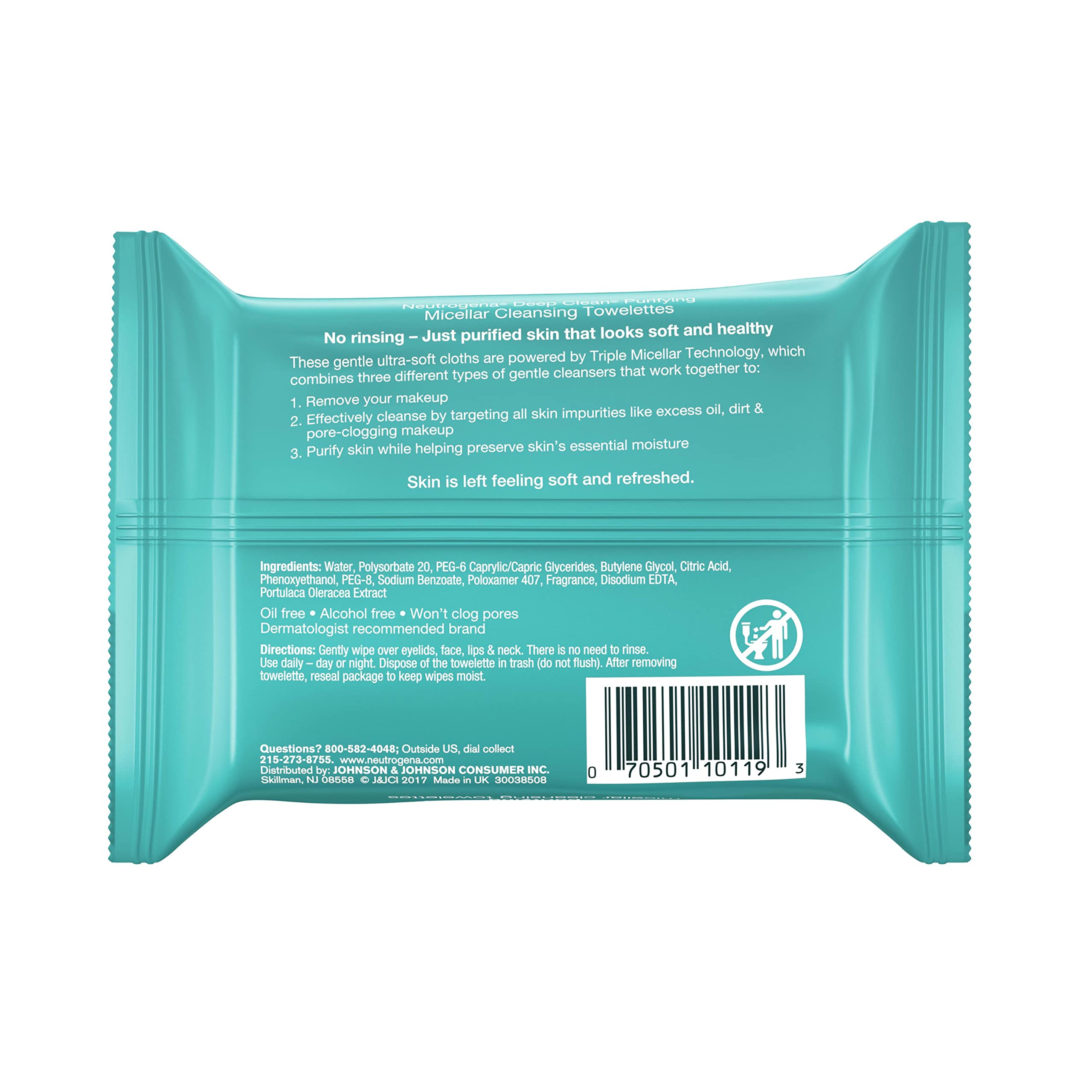 Neutrogena Deep Clean Purifying Micellar Cleansing Towelettes Ea 25 count