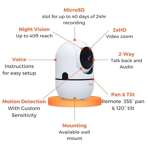 MOBI - MobiCam Indoor Camera - Baby Monitor with Camera and Audio - Smartphone and Wi-Fi Access