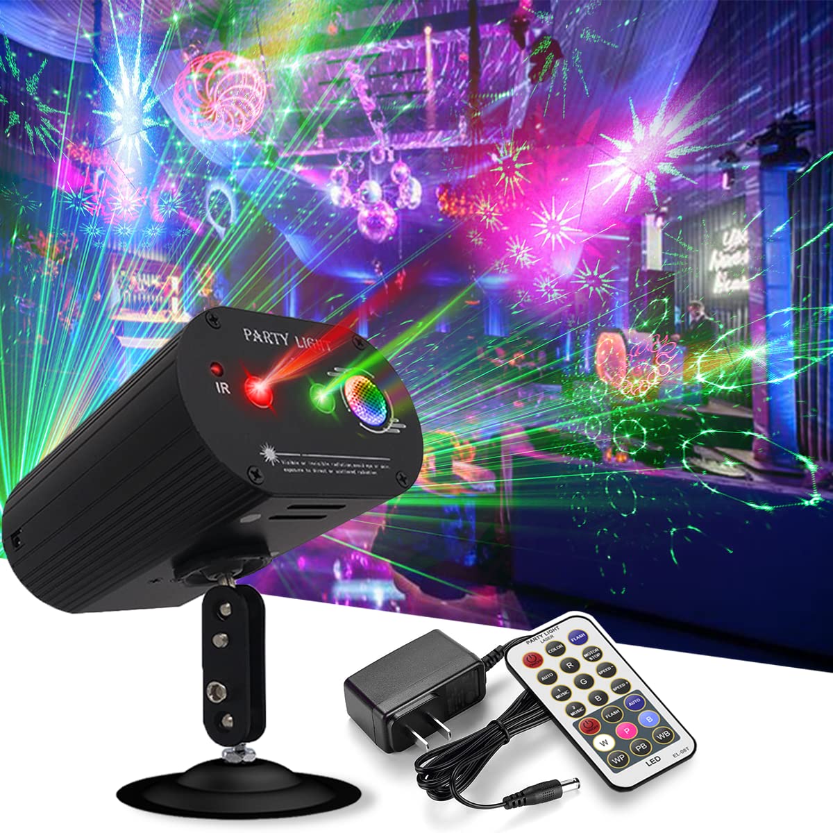Party Lights Disco Lights,Sound Activated Strobe Light with Remote Control Stage Lights,DJ Lights Various Patterns Projector Effect for Bar Club Birthday Parties Christmas Holiday Party Decorations