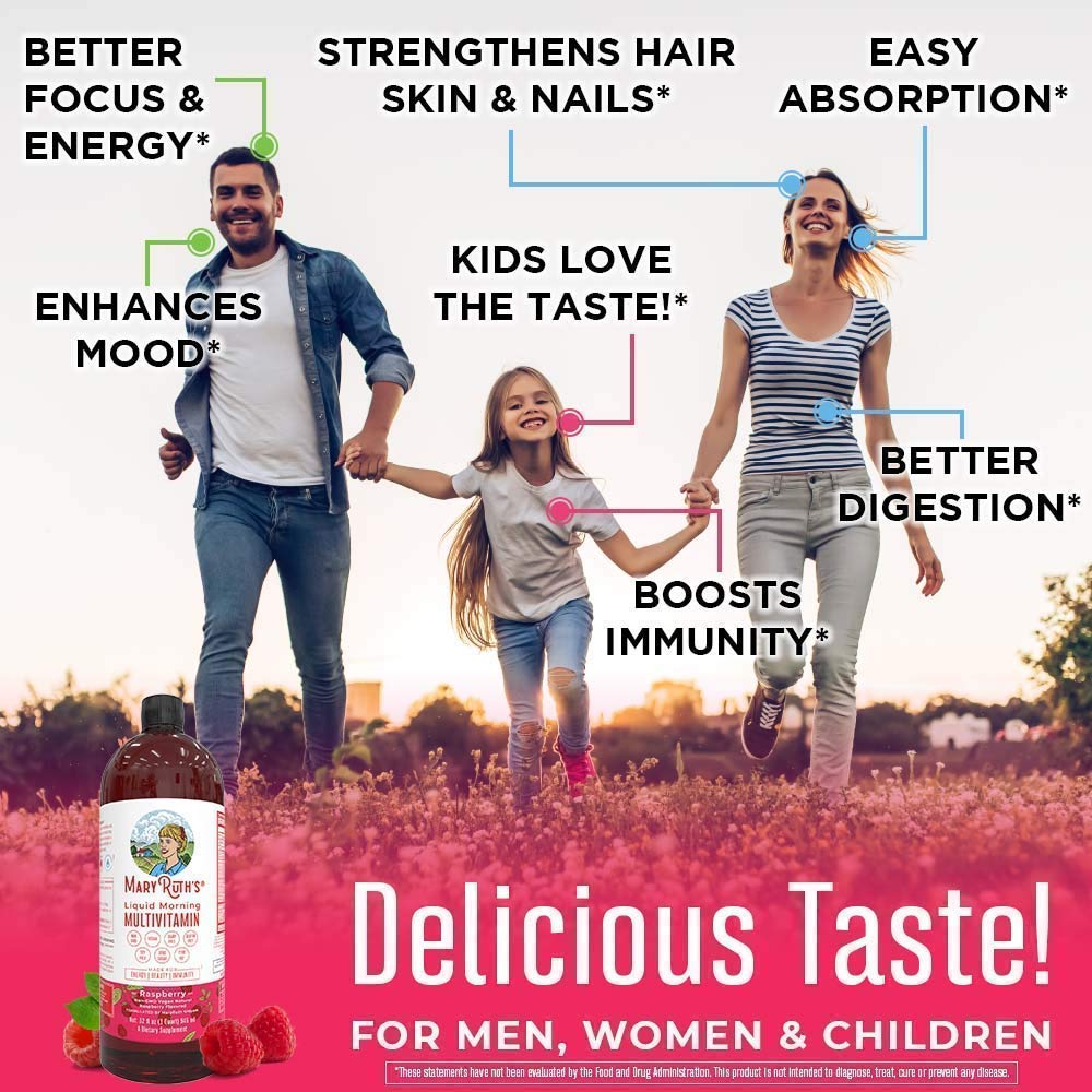 Morning Multivitamin Raspberry & Nighttime Multimineral Pineapple Bundle by MaryRuth's | Vegan Vitamin A, B, C, D3, E & Amino Acids | Vitamins for Immune Support, Digestion, Focus & Energy | Magnesium
