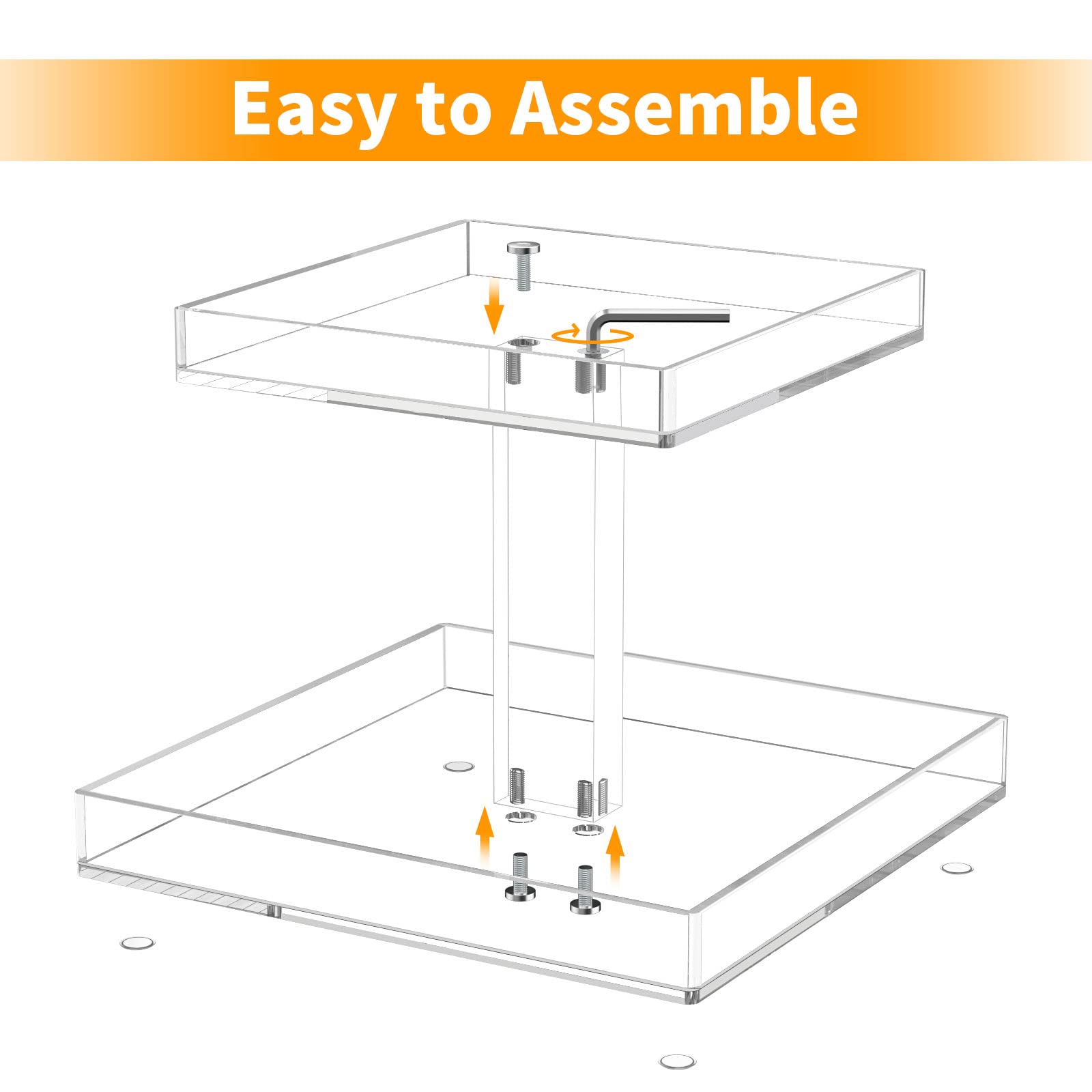 NIUBEE 2-Tier Acrylic Bathroom Cosmetic Storage Organizer for Dresser and Countertop - Standing Perfume Tray for Bedroom Decor